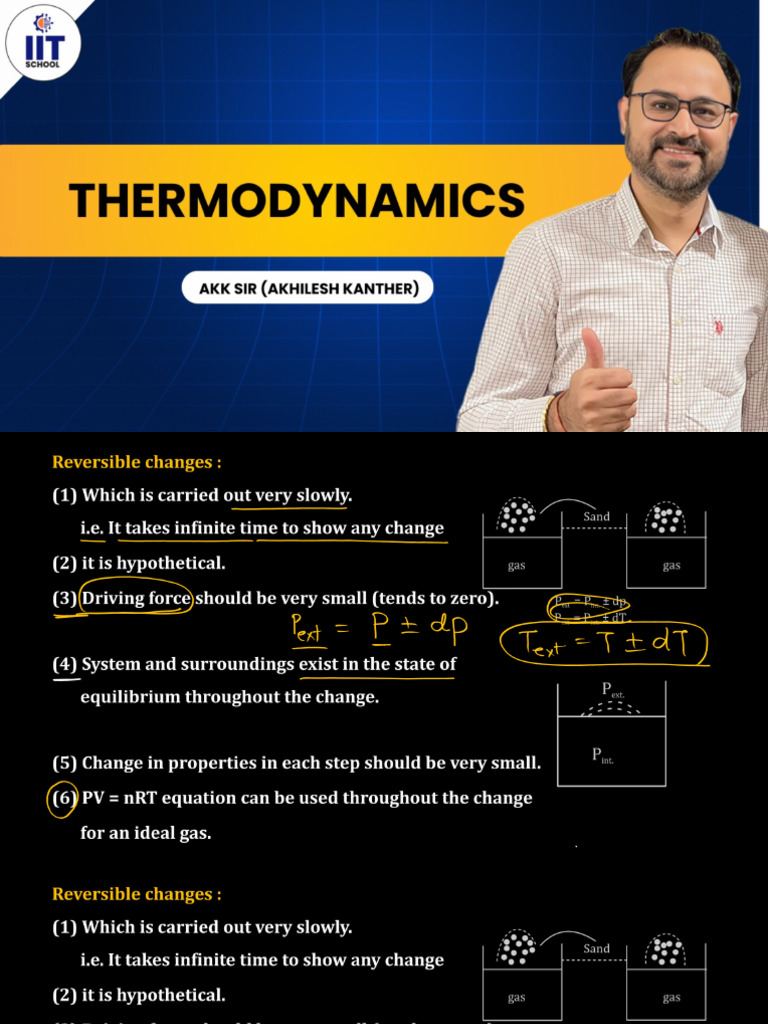 Thermodynamics - L-04 (Class Notes) - Reversible and Irreversible ...