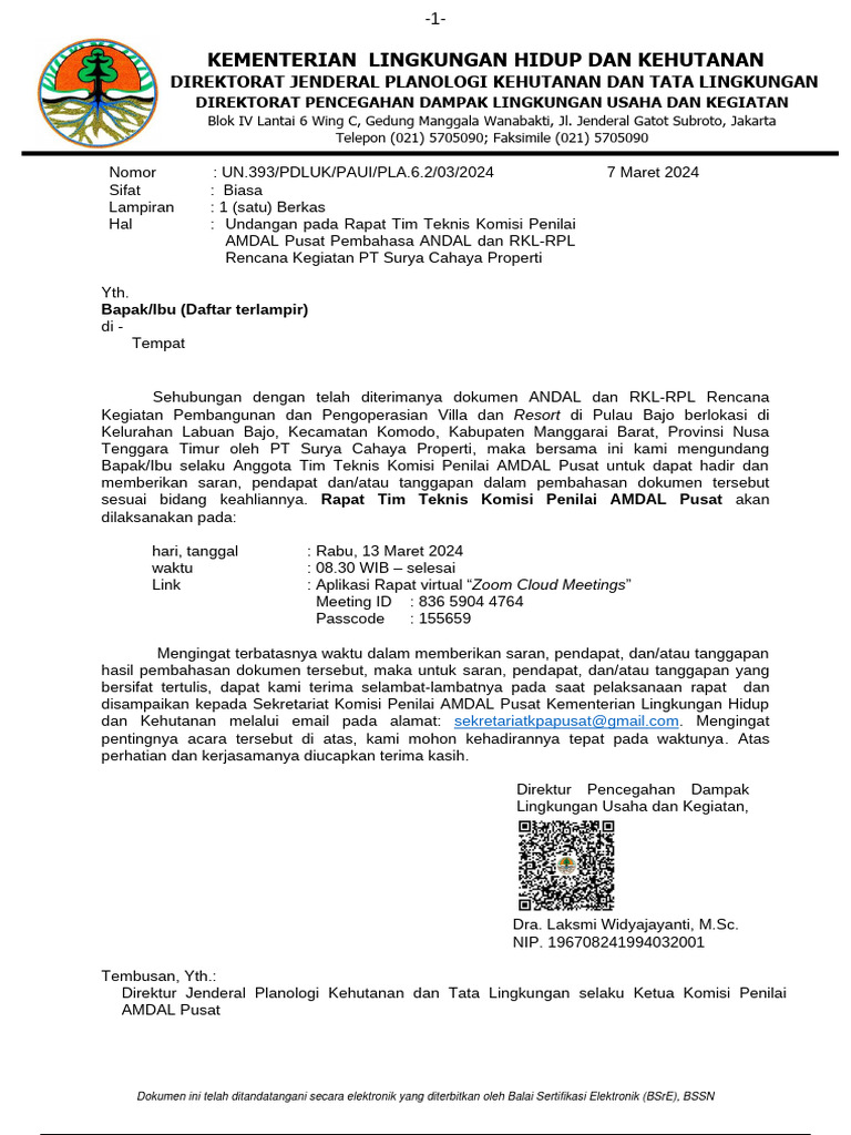 Undangan Presentasi Pada Rapat Tim Teknis Dan Rapat Komisi Penilai ...