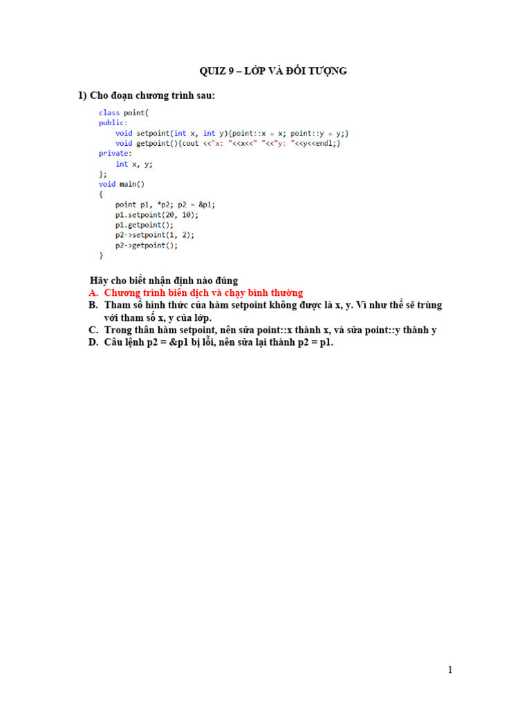 Quiz 9 Class Pdf