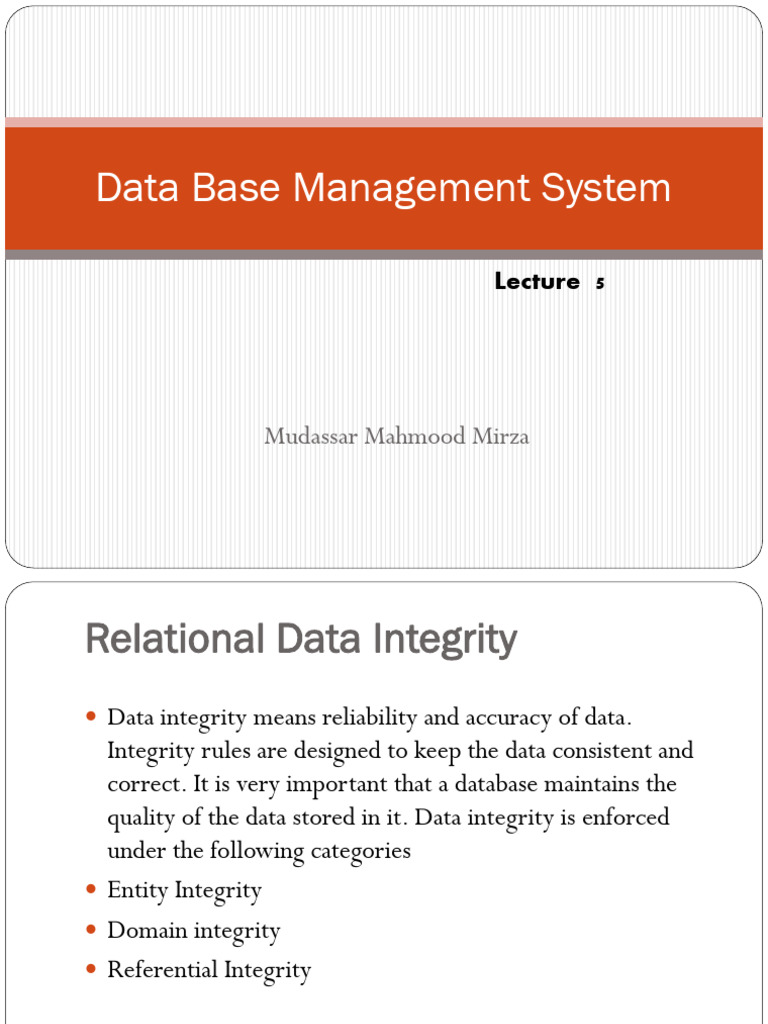 Data Integrity Pdf Relational Database Data Model