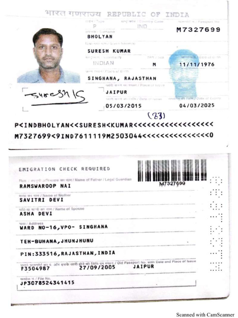 Suresh Bholyan Passport | PDF