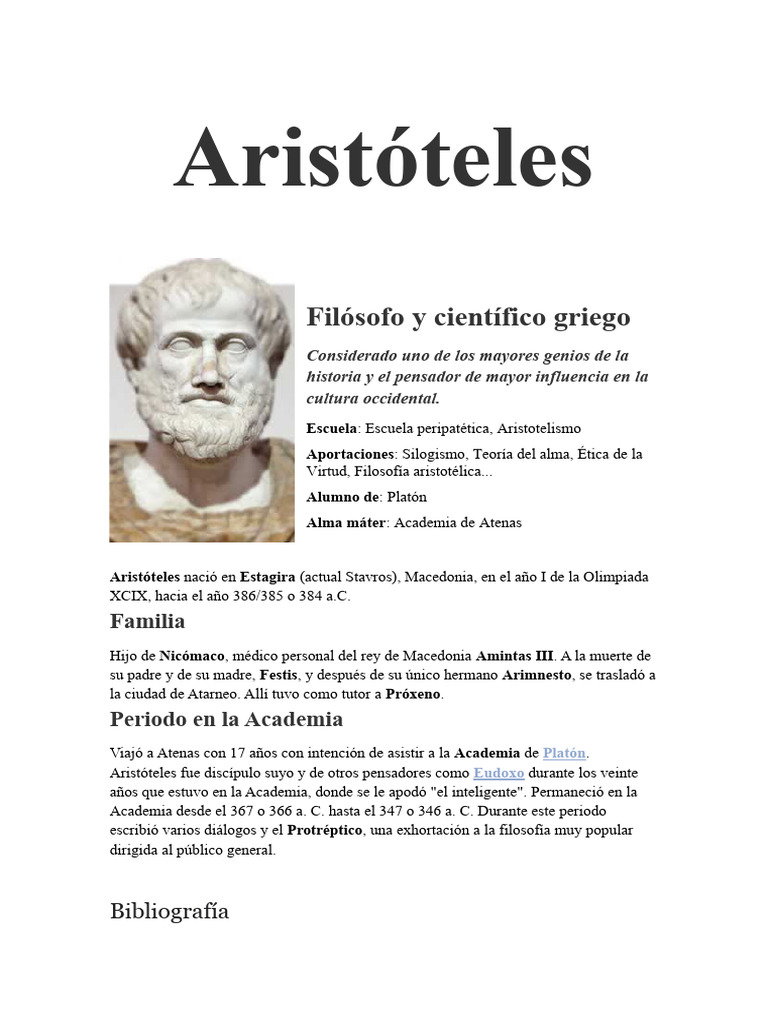 Aristoteles Biografia | Descargar gratis PDF | Aristóteles | Filosofía ...