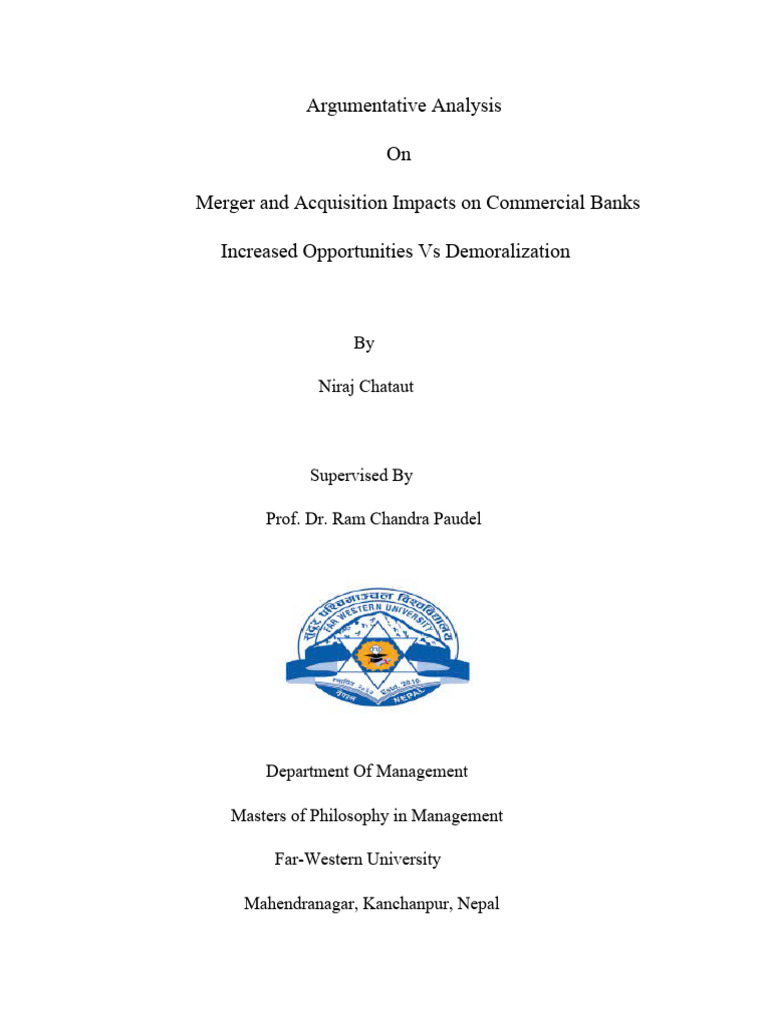 Argumentative Analysis-Niraj Chataut | PDF | Mergers And Acquisitions | Employment
