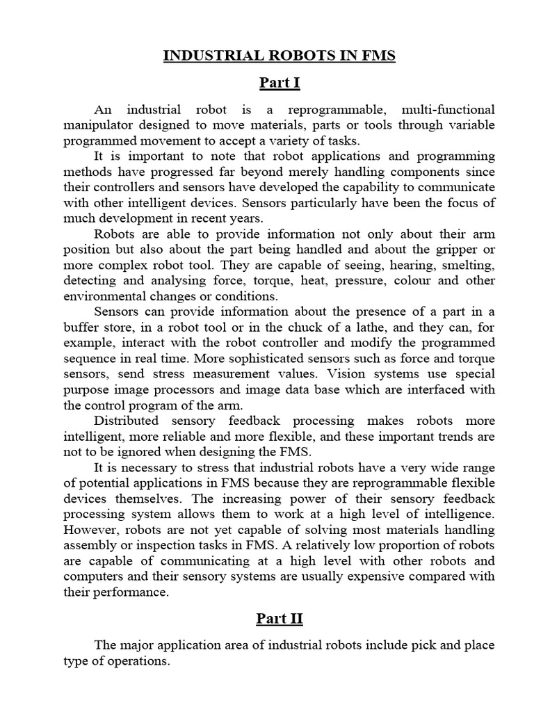 Industrial Robots in Fms | PDF | Robot | Robotics