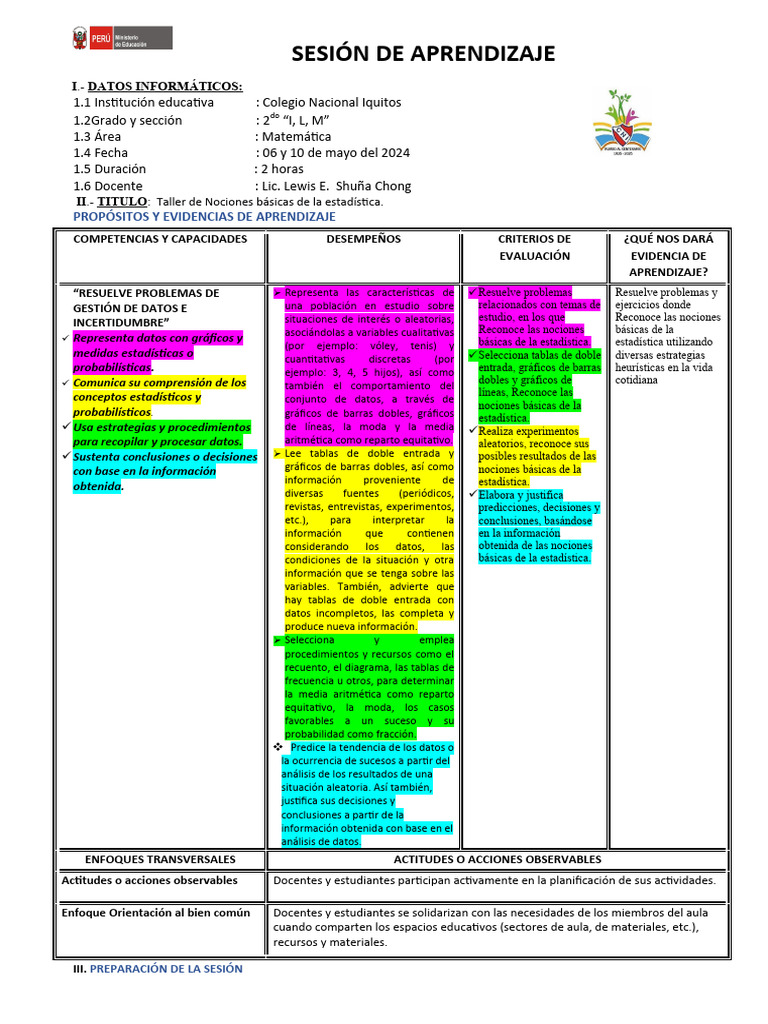 Sesion Nociones Basicas De Estadistica Taller Pdf Estadísticas
