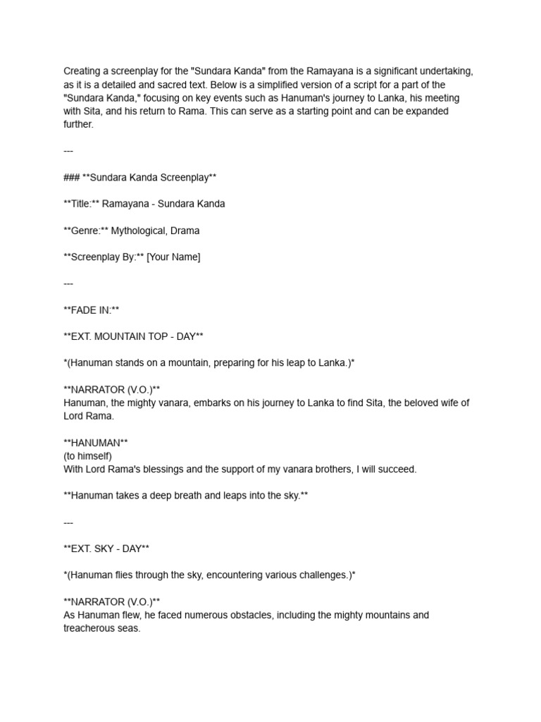 Ramayan Sunderkand Drama Script Ouline | PDF | Sita | Ramayana