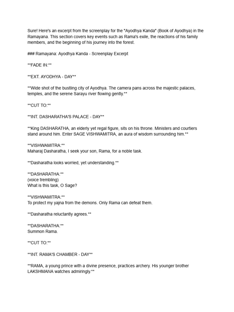 Ramayan Ayodhyakand Drama Script Ouline | PDF | Rama | Ramayana