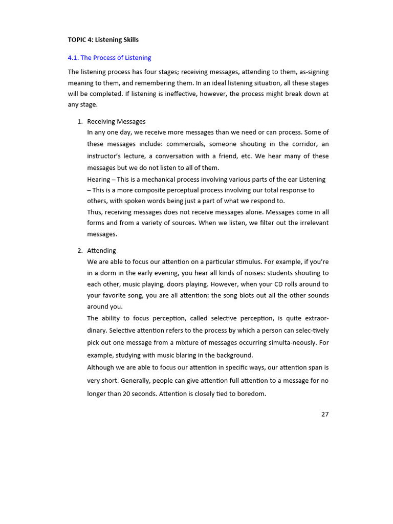 Effective Listening Skills Explained | PDF | Attention | Perception