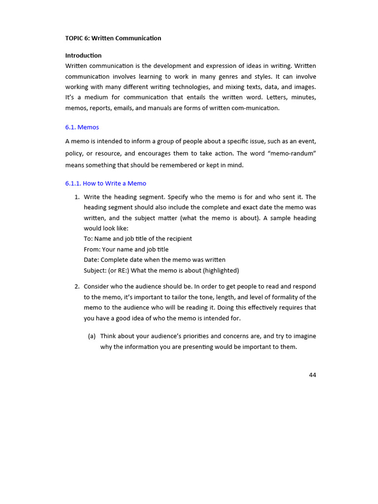 Writing Memos and Meeting Minutes | PDF | Memorandum | Communication