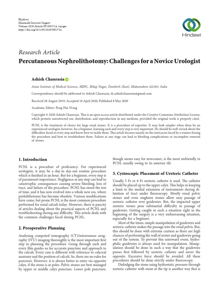 PCNL Challange For A Novice Urologist | PDF | Kidney | Medical Specialties
