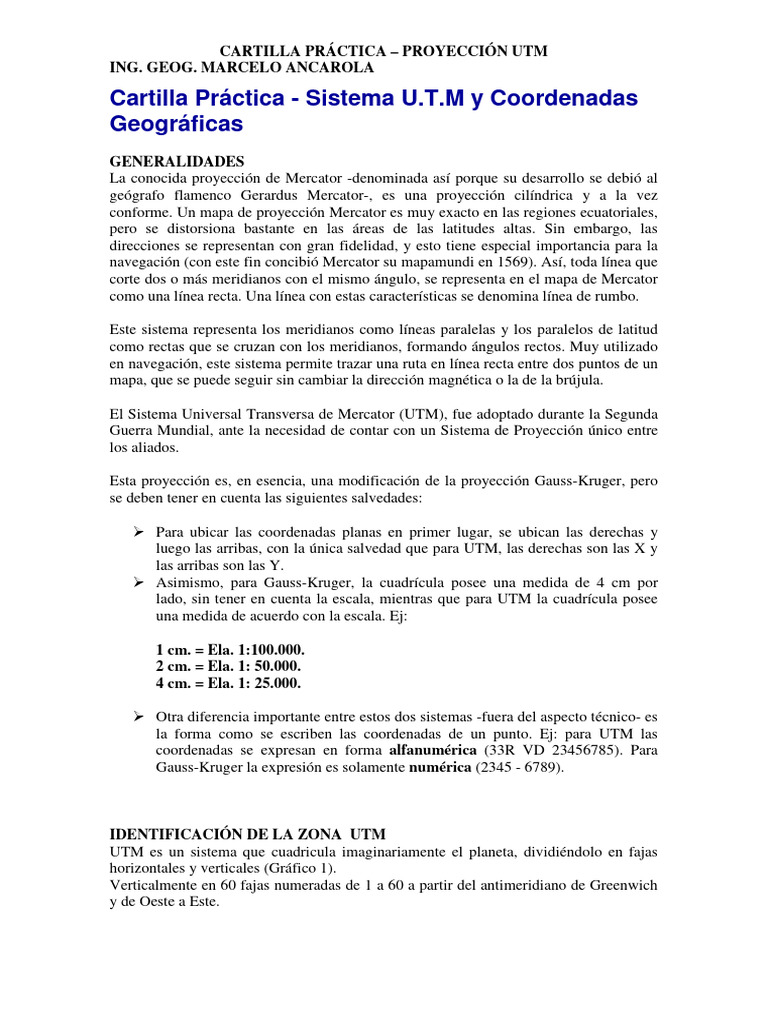 Proyección UTM: Guía Práctica Completa | PDF | Latitud | Geofísica