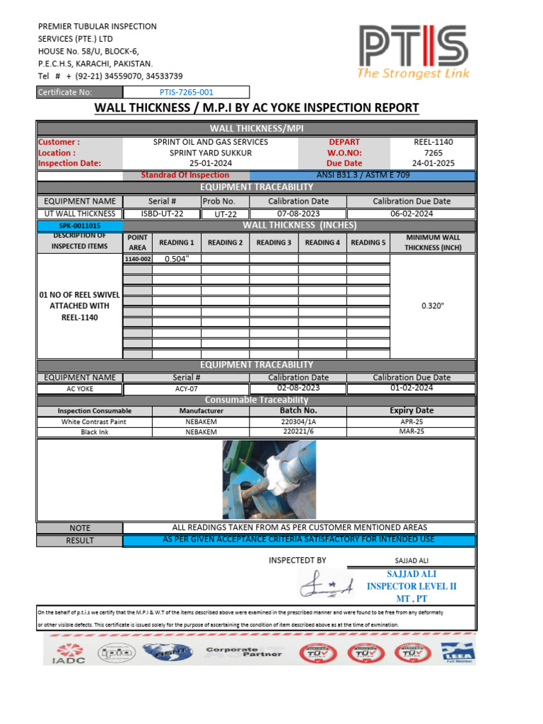 Wall Thickness Inspection Report | PDF