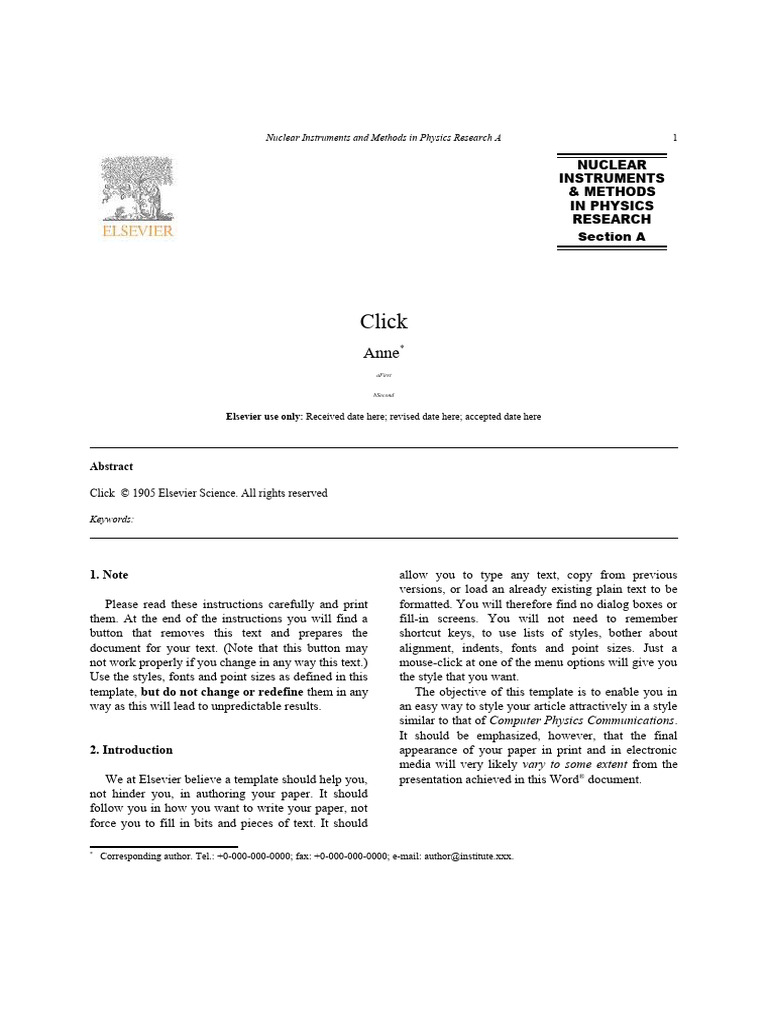 Elsevier Template | PDF | Menu (Computing) | Paragraph