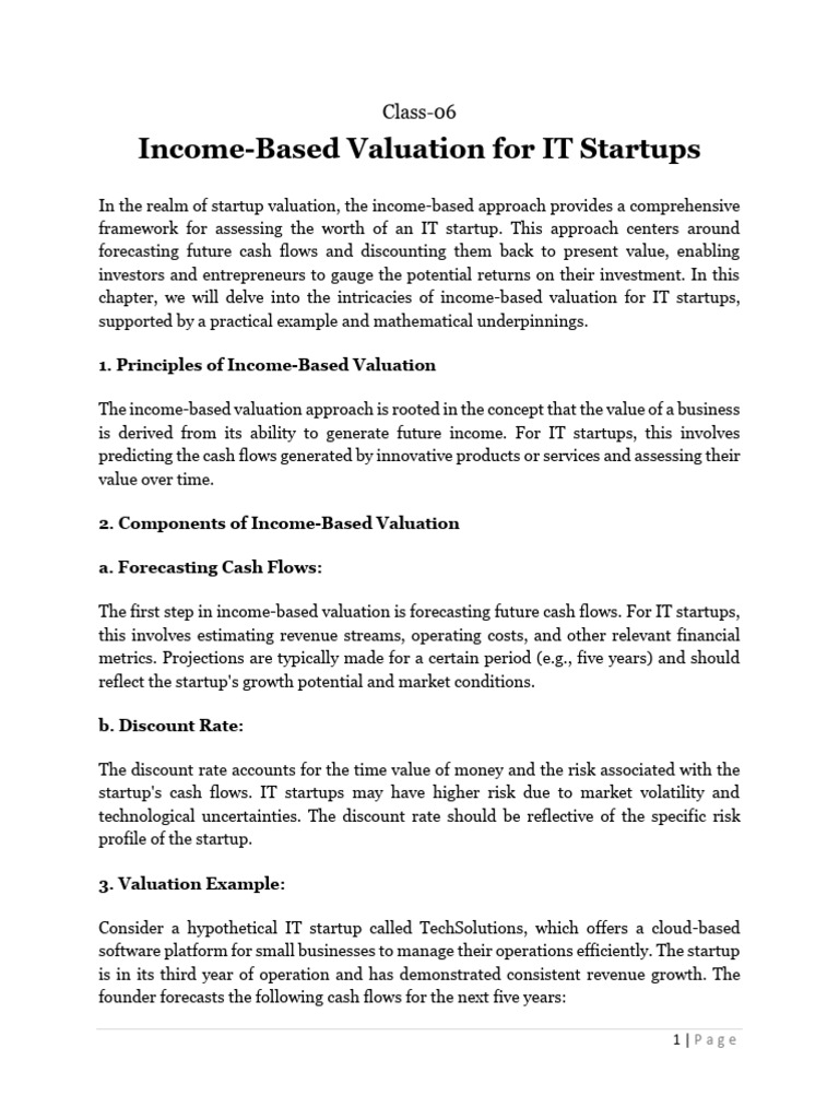 Income-Based Valuation for IT Startups | PDF | Discounted Cash Flow ...