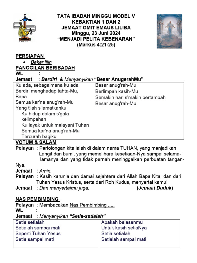 Liturgi MODEL V GMIT | PDF