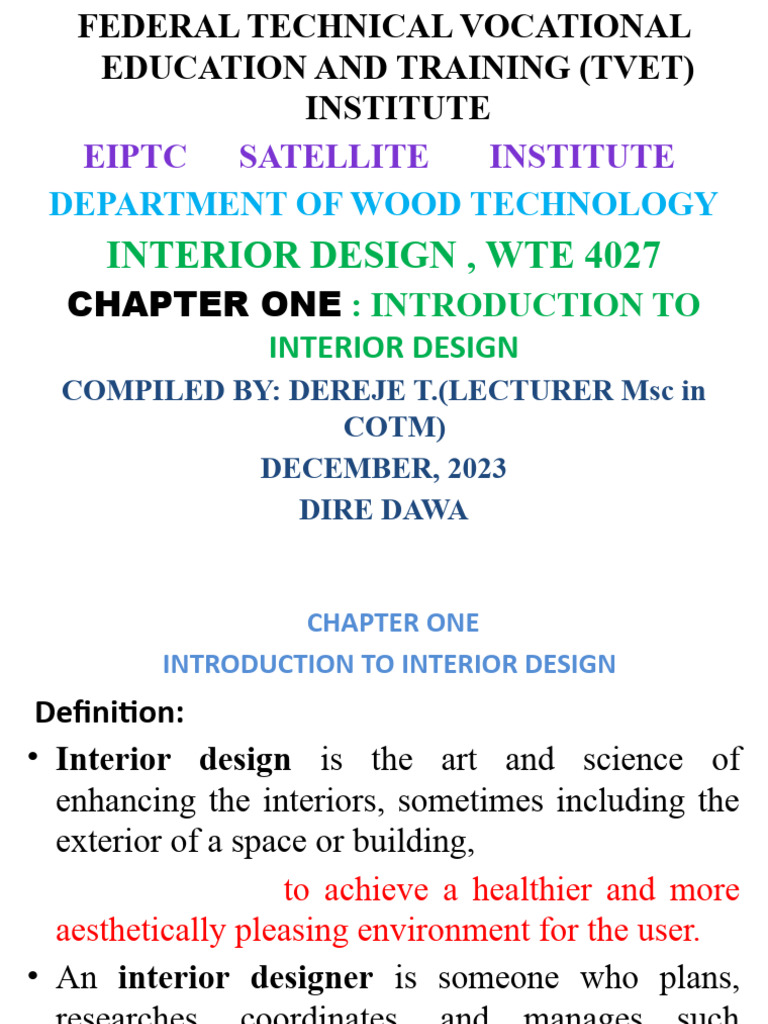 Interior Design Chapter 1 | PDF | Interior Design | Color