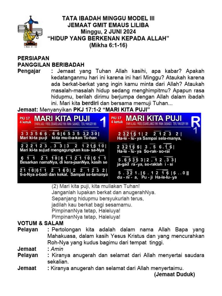 Liturgi MODEL 3 GMIT | PDF