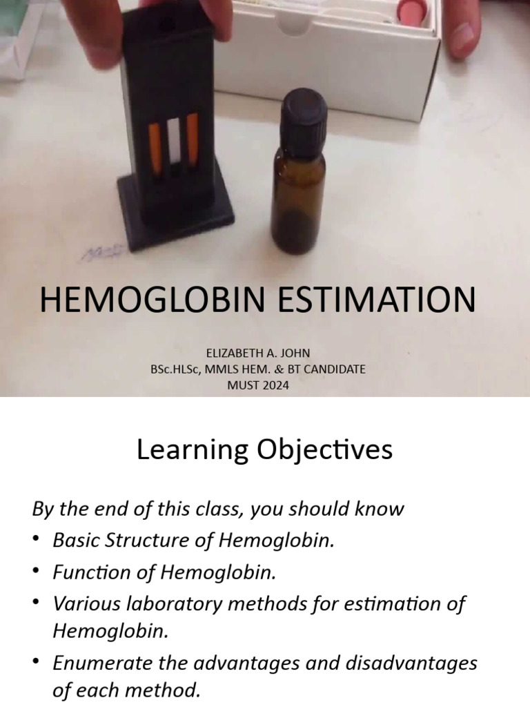 Hemoglobin Estimation Mls2 | PDF | Hemoglobin | Blood