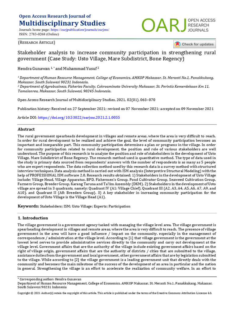 Community Partisipation and Governemt Rural | PDF | Agriculture | System
