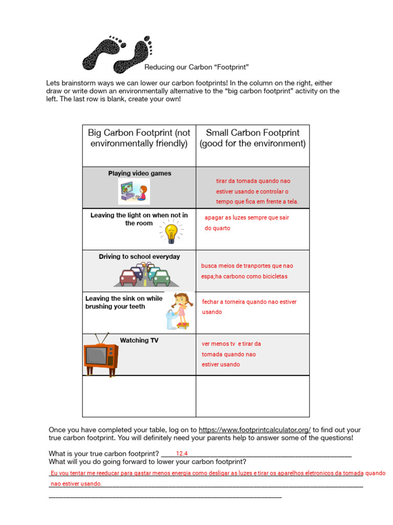 Carbon-Footprint-worksheet - (FOR 4-17) | PDF
