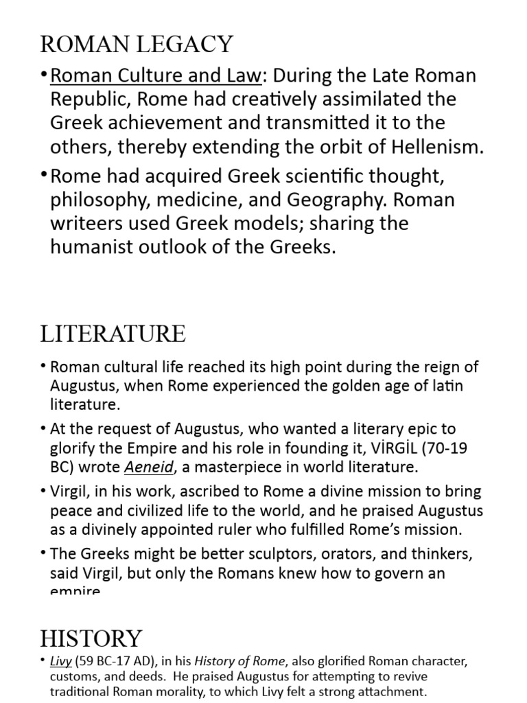 Roman Legacy: Culture, Law, and Science | PDF | Roman Empire | Ptolemy