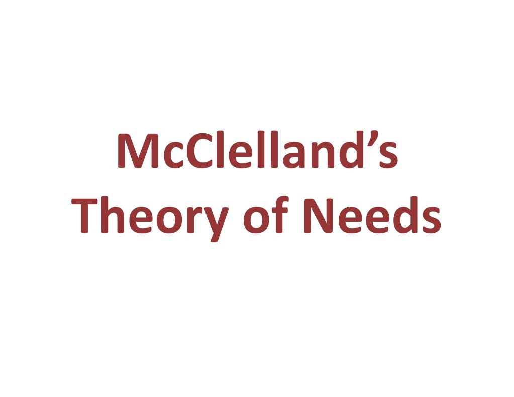 McClelland's Theory of Needs | PDF
