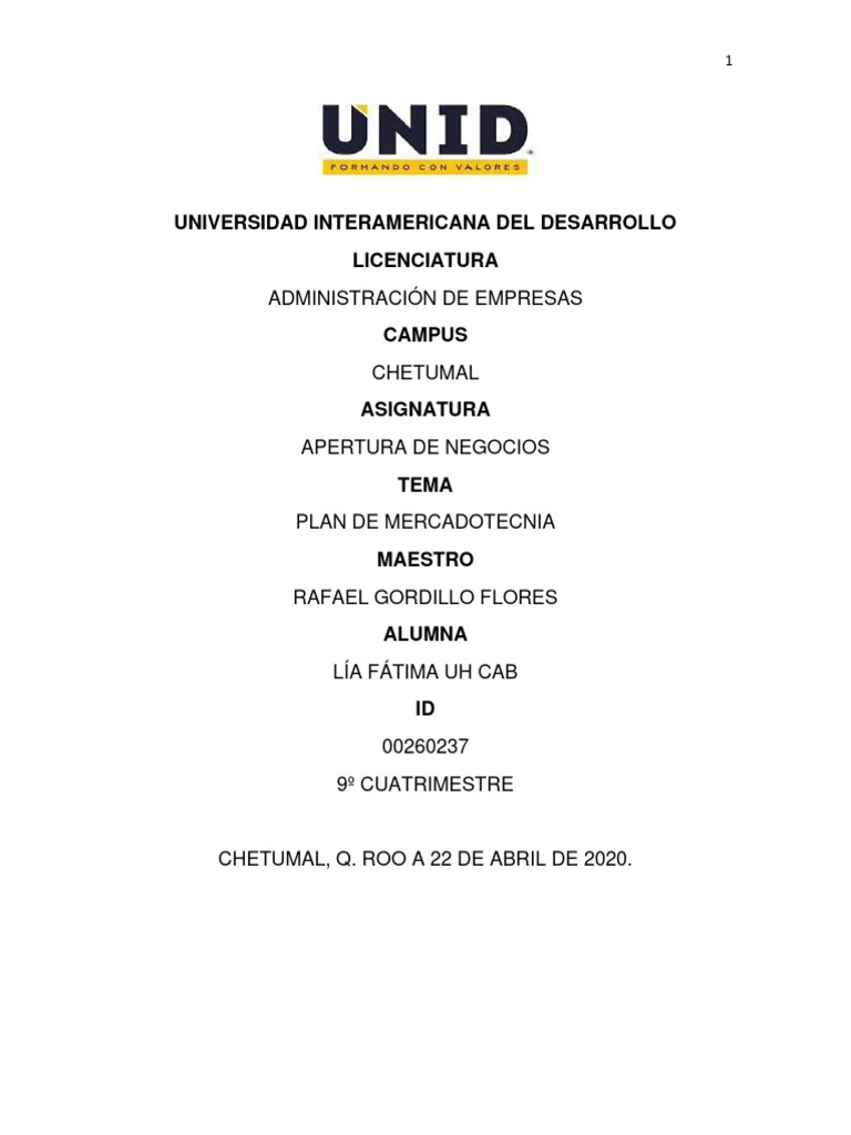 Lia Fatima Uh Cab PROYECTO FINAL | PDF | Mercado (economía) | Business