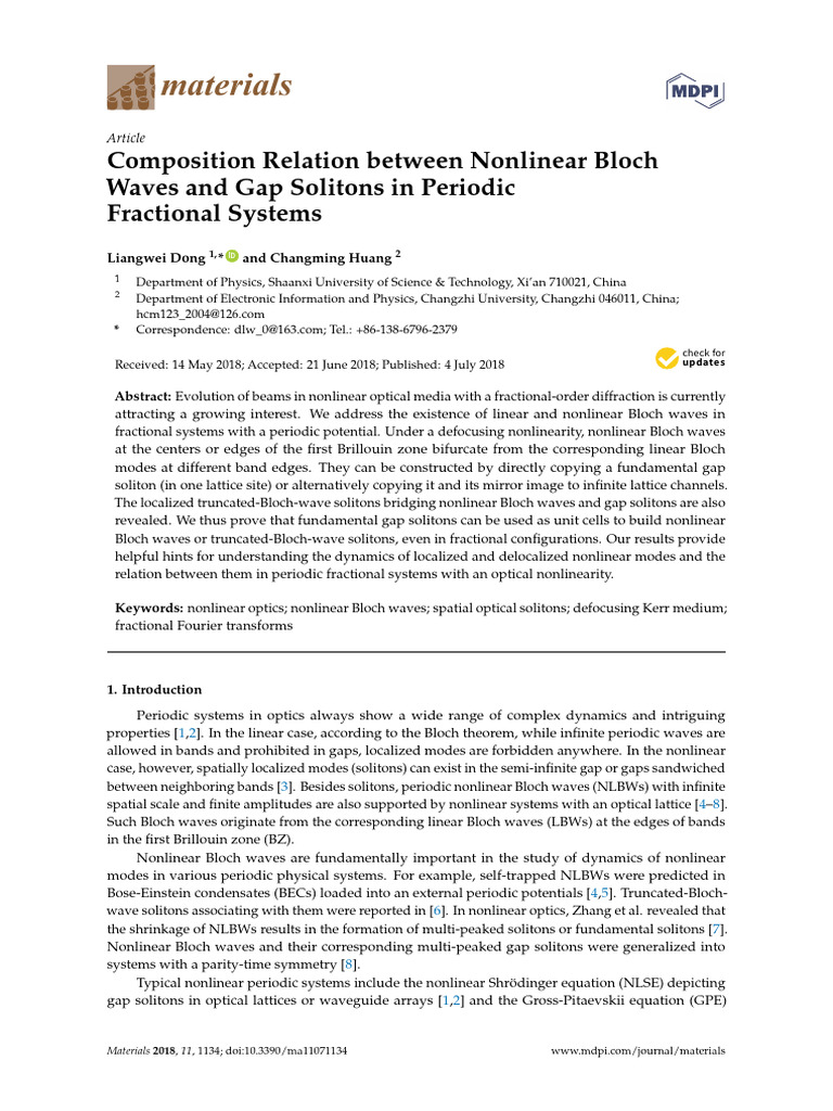 Composition Relation Between Nonlinear Bloch Waves | PDF | Soliton | Waves