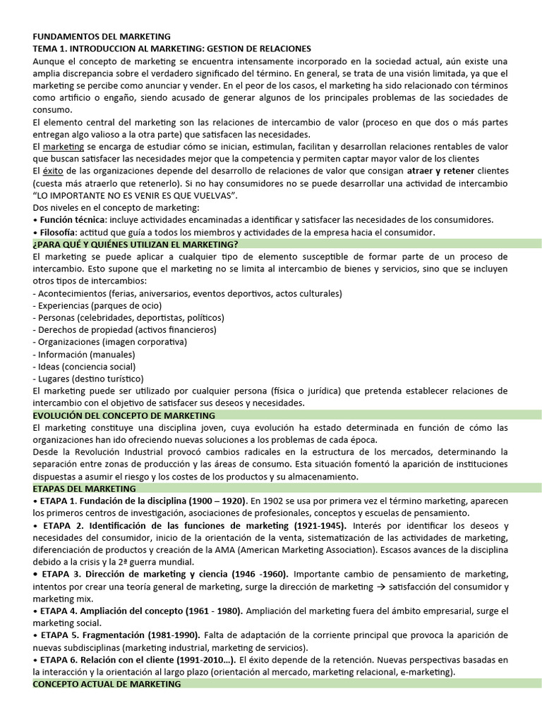 Fundamentos Del Marketing | PDF | Marketing | Mercado (economía)