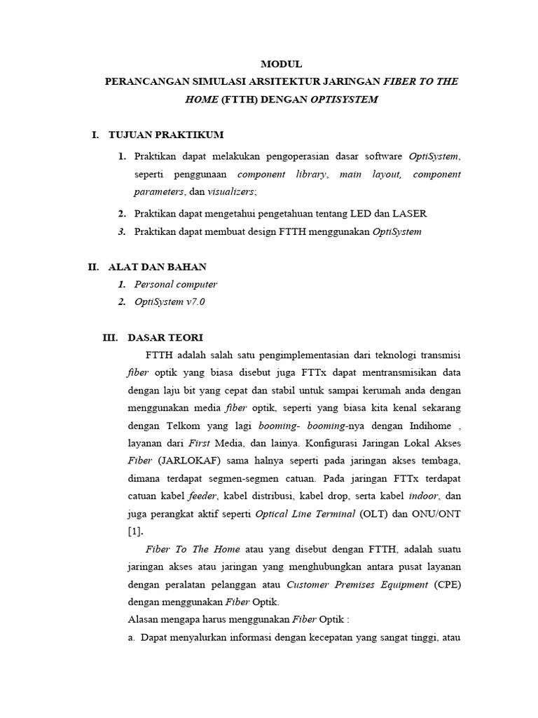Simulasi FTTH dengan OptiSystem | PDF | Seni