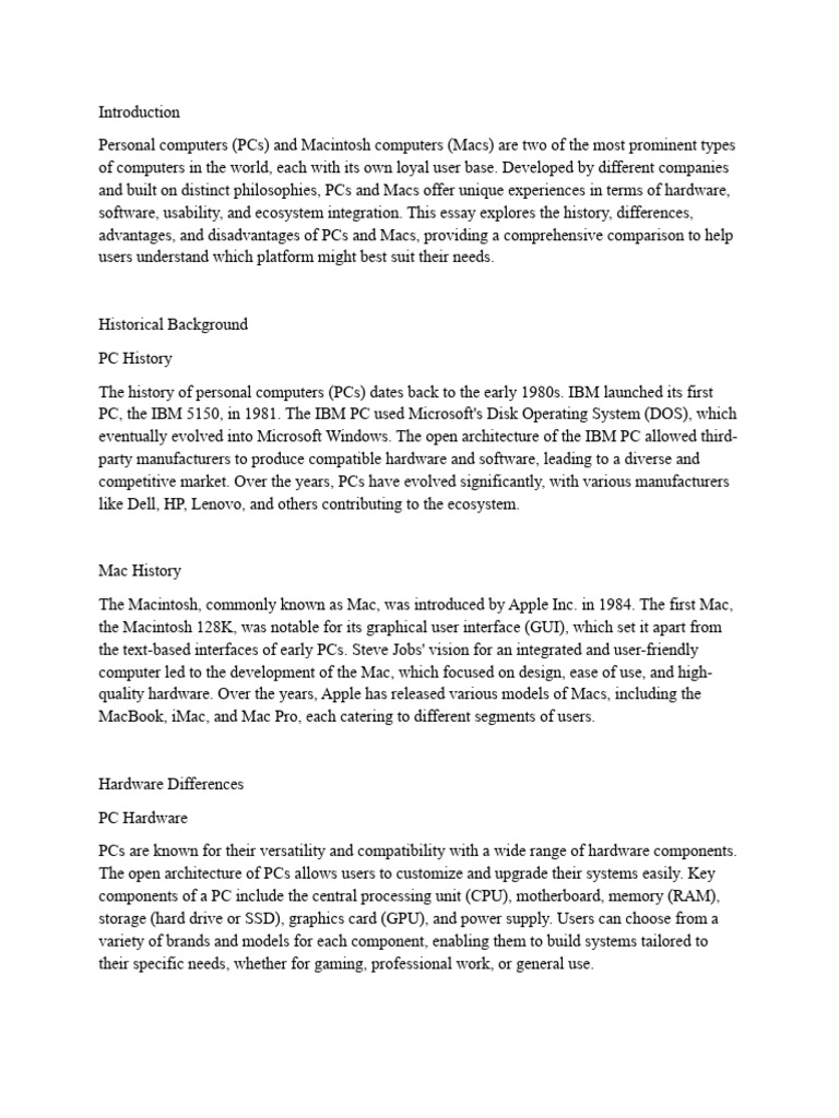 Difference Between PC and Mac | PDF | Personal Computers | Security Difference Between PC and Mac | PDF | Personal Computers | Security