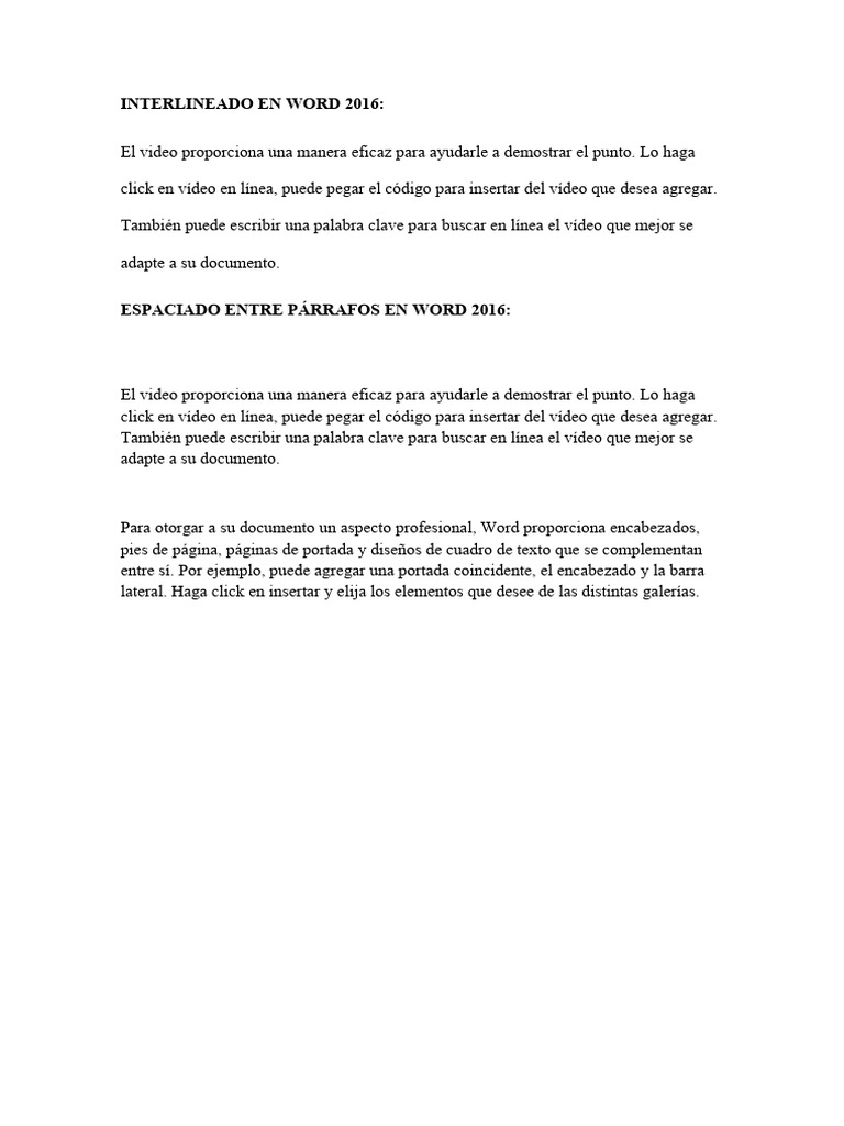 Interlineado en Word 2016 | PDF | Microsoft Word | Microsoft
