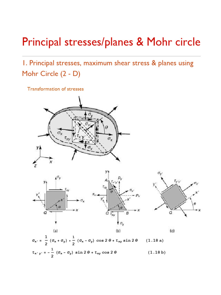 Principal Stresses Mohr Circle | PDF | Eigenvalues And Eigenvectors | Stress (Mechanics)
