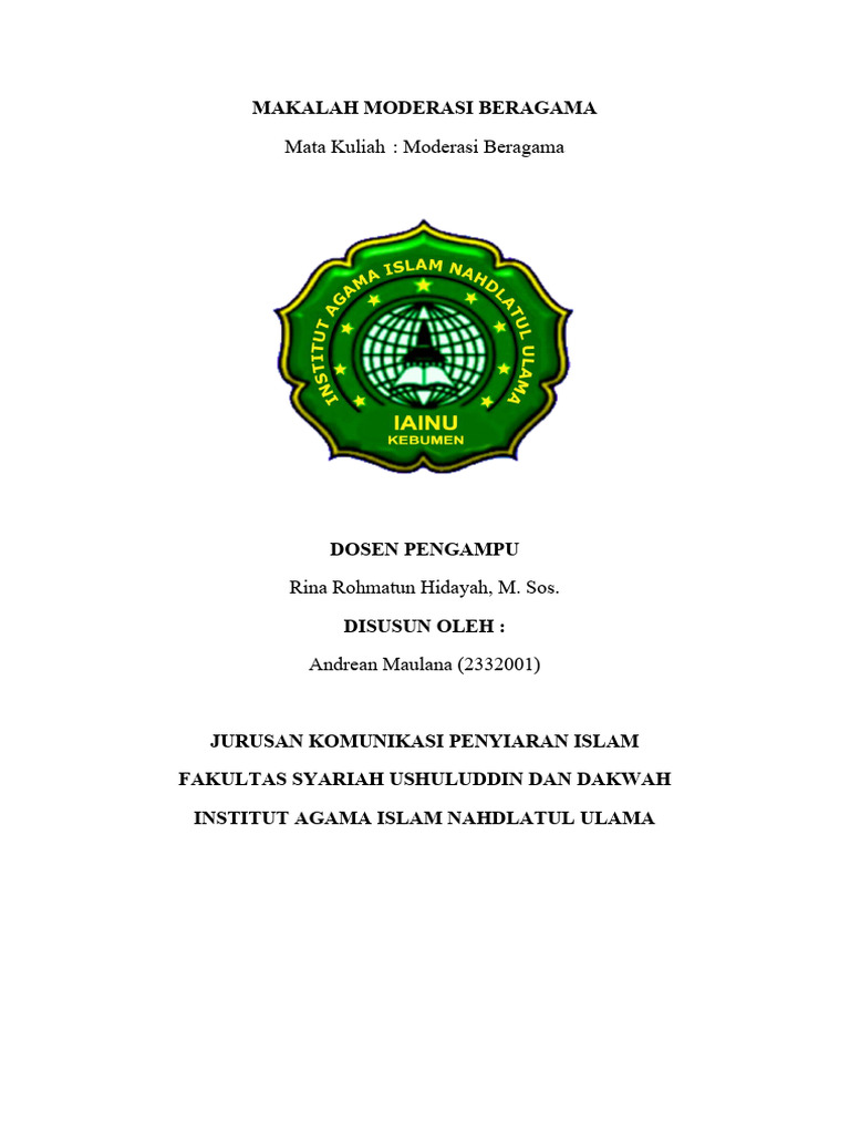 MAKALAH MODERASI BERAGAMA 2332001 Andrean Maulana | PDF | Ilmu Sosial