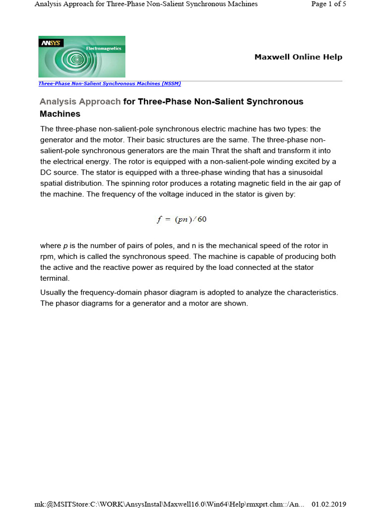 Synch Machine Rmxprt Pdf Electric Motor Magnetism