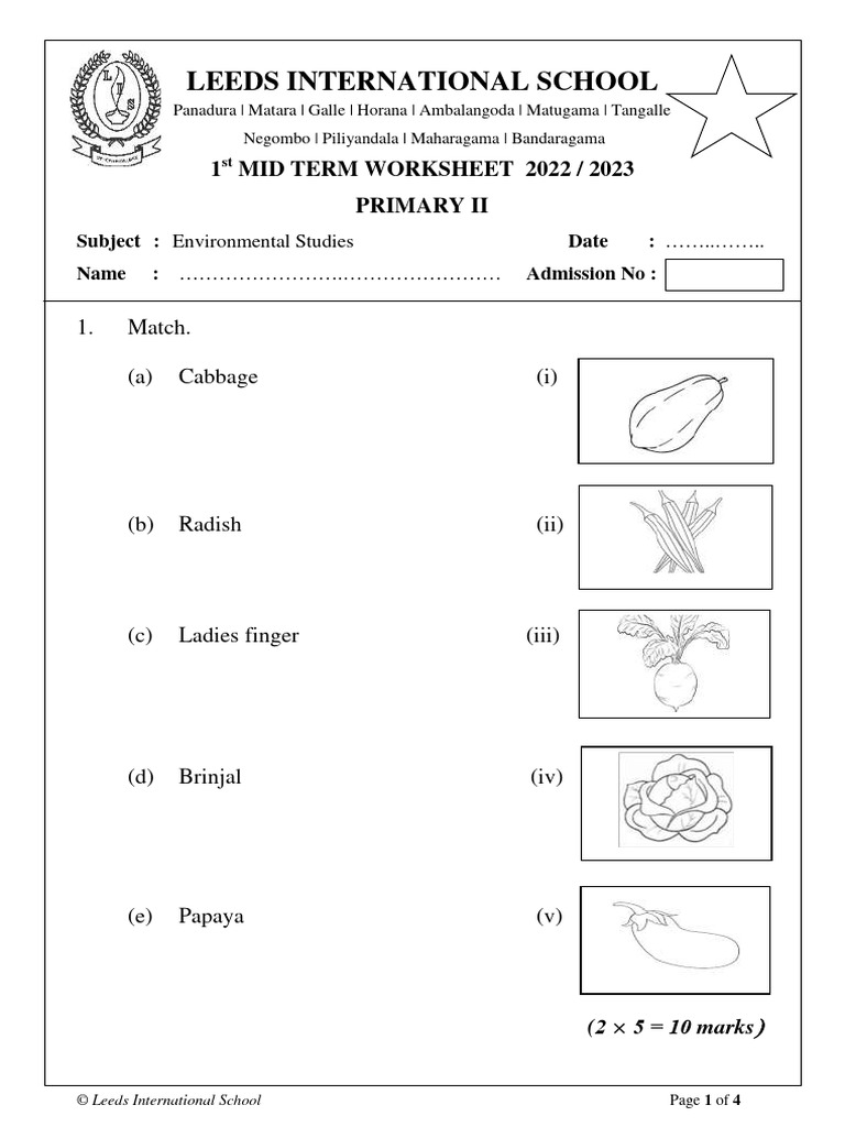 1st MT - AY22.23 - P2 - ENV - QP | PDF | Teaching Methods & Materials
