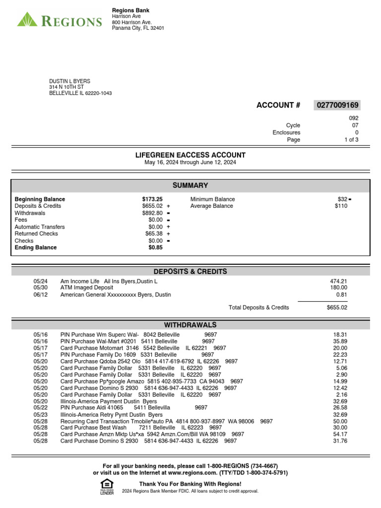 June 2024 Statement | PDF | Overdraft | Personal Finance