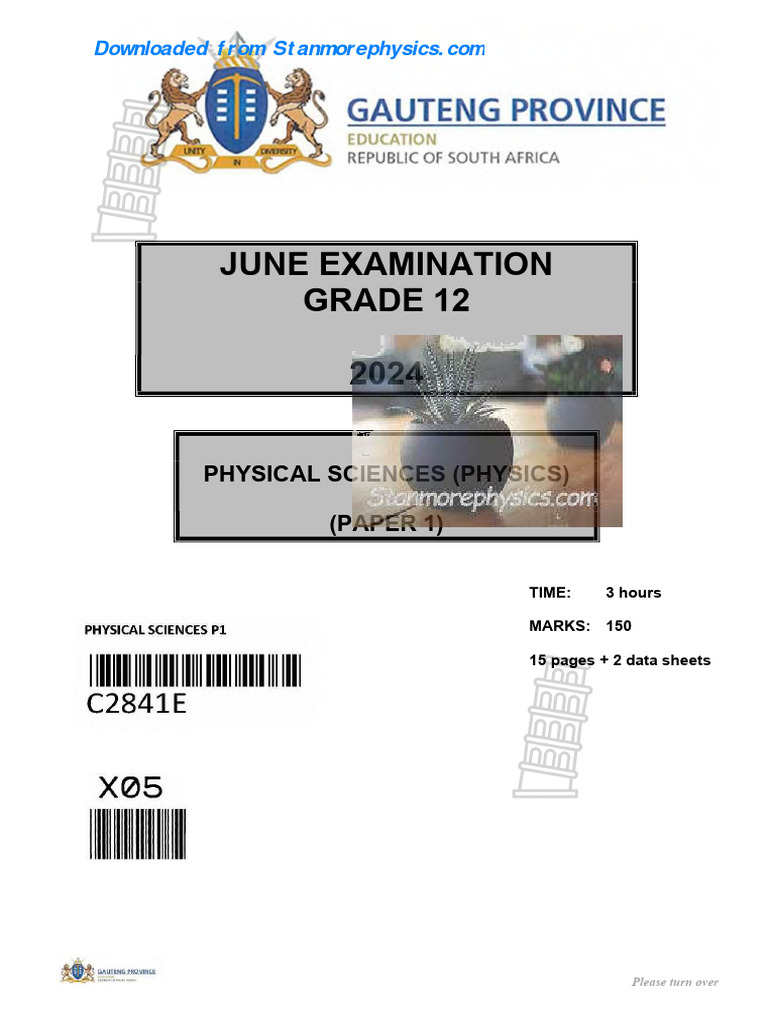 Gp Physical Science Grade 12 June 2024 P1 And Memo Pdf Force Mass