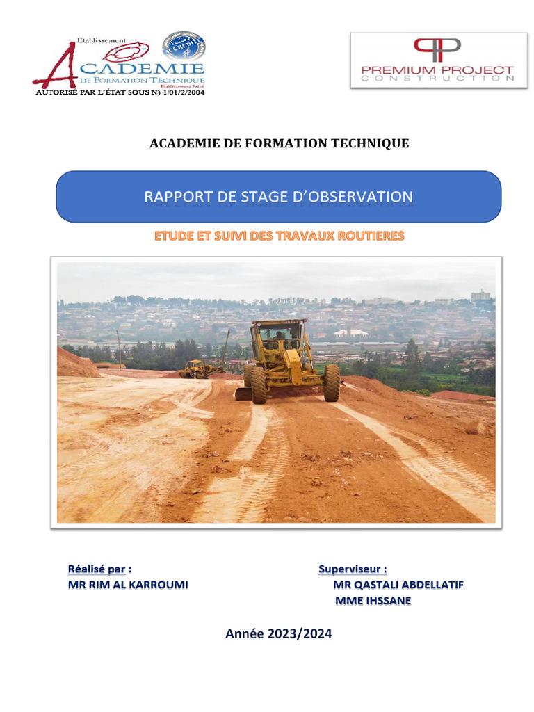 Rapport de Stage en Ingénierie Routière | PDF | Finance et gestion ...