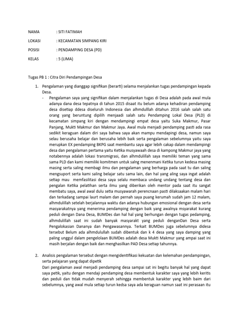 PB.1 Citra Diri Pendamping Desa | PDF | Pengembangan Diri