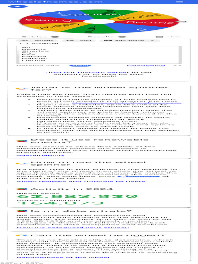 Wheel of Names Random Name Picker | PDF | Software | Cyberspace