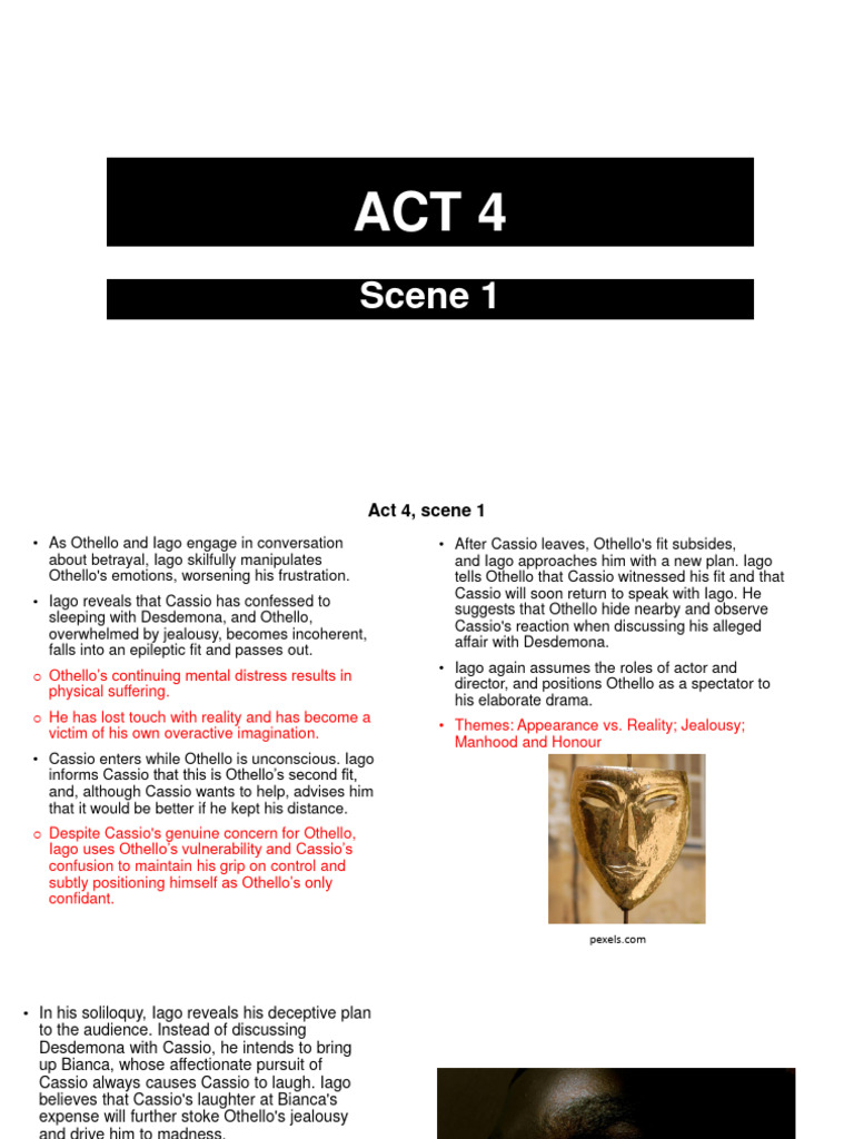 Othello's Descent: Act 4, Scene 1 Analysis | PDF | Othello | Iago