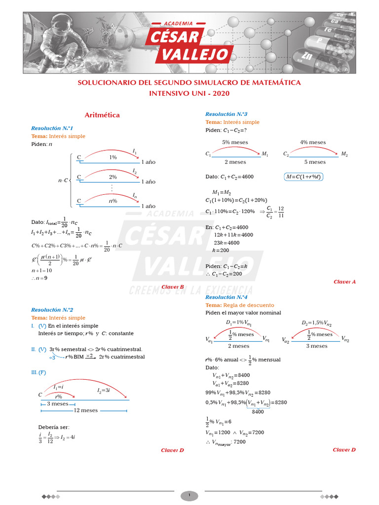 Solucionario - 2° - Sim - Matemática - Intensivo UNI | PDF | Matemáticas | Álgebra