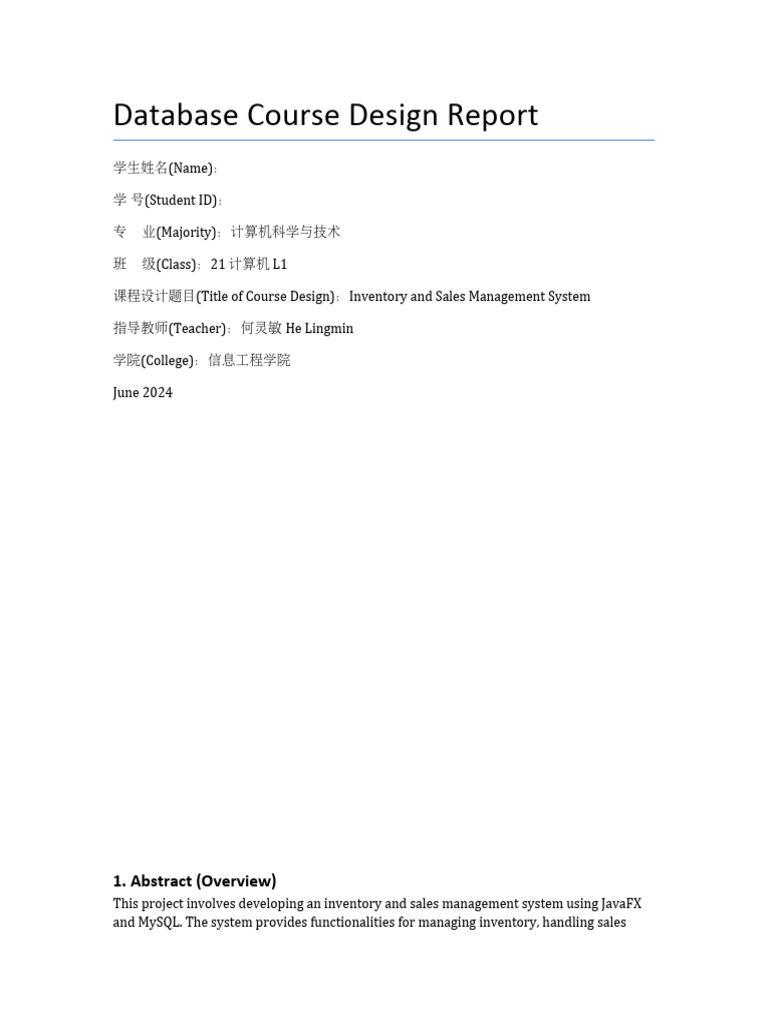 Inventory and Sales Management Report | PDF | Databases | My Sql