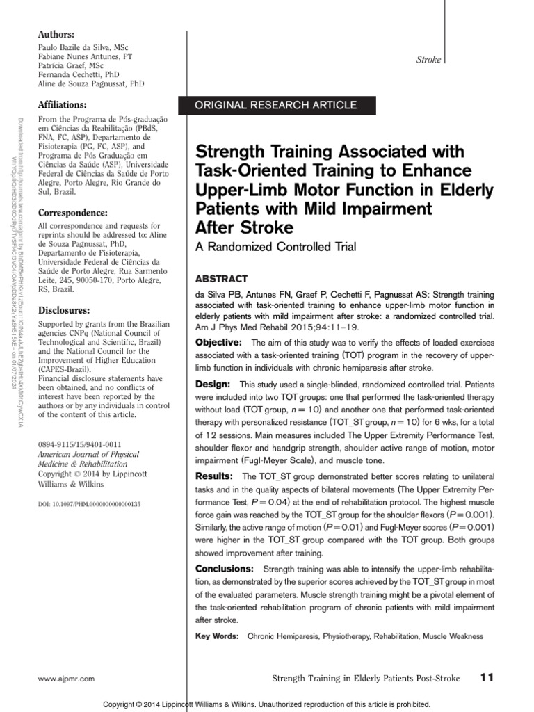 Strength Training Associated With Task Oriented.2 | PDF | Physical ...