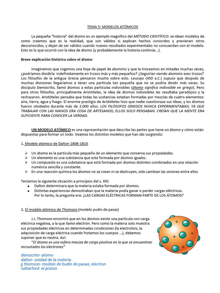 Modelos Atómicos | PDF | Enlace químico | Núcleo atómico