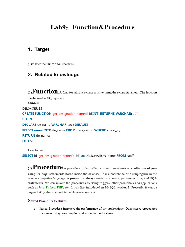 Lagraoui Mohamed Amine Lab 9 Function & Procedure | PDF | Databases | Parameter (Computer ...