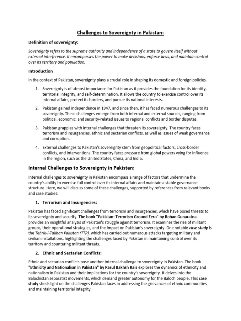 Challenges To Sovereignty | PDF | Pakistan | Governance