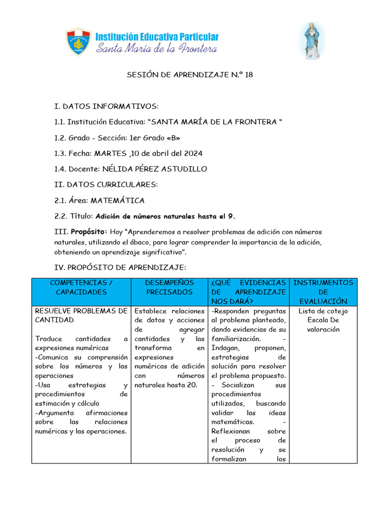 SESIÓN DE Matematicas | PDF | Aprendizaje | Matemáticas