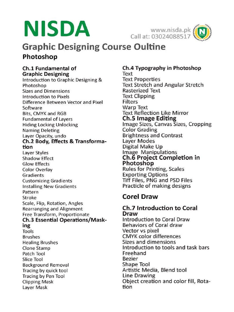 NISDA Graphic Designing Course Outline | PDF